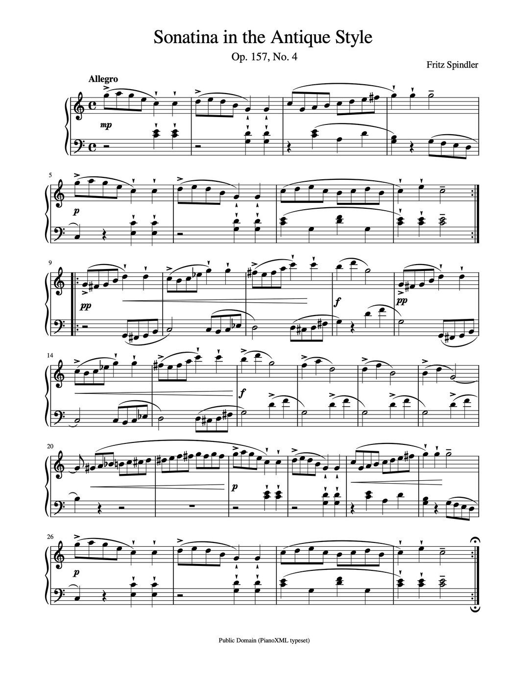 Piano Music Sheets - Sonatina in the Antique Style - Opus 157 No. 4 ...