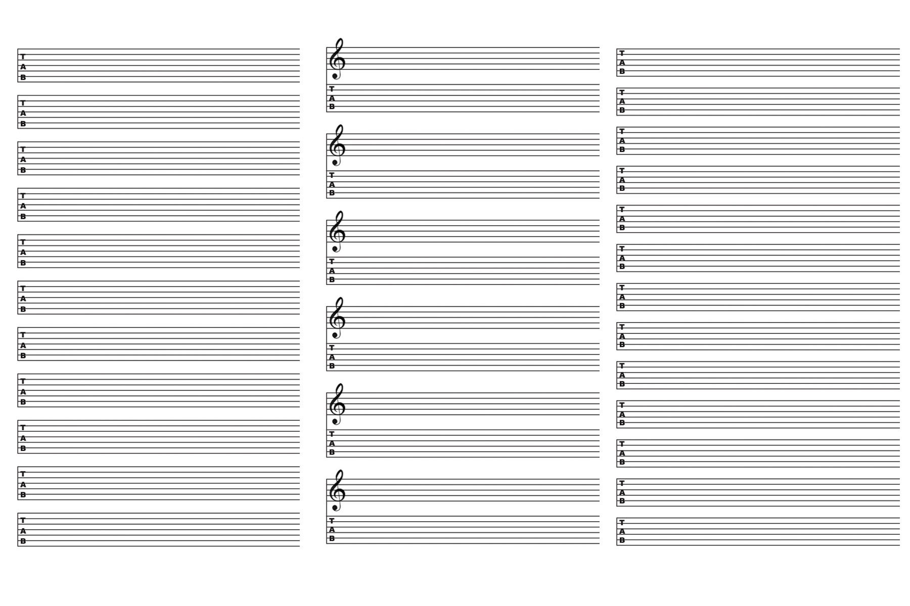 Guitar Music Sheets - Staff Blank Templates, String Blank Tablature for ...