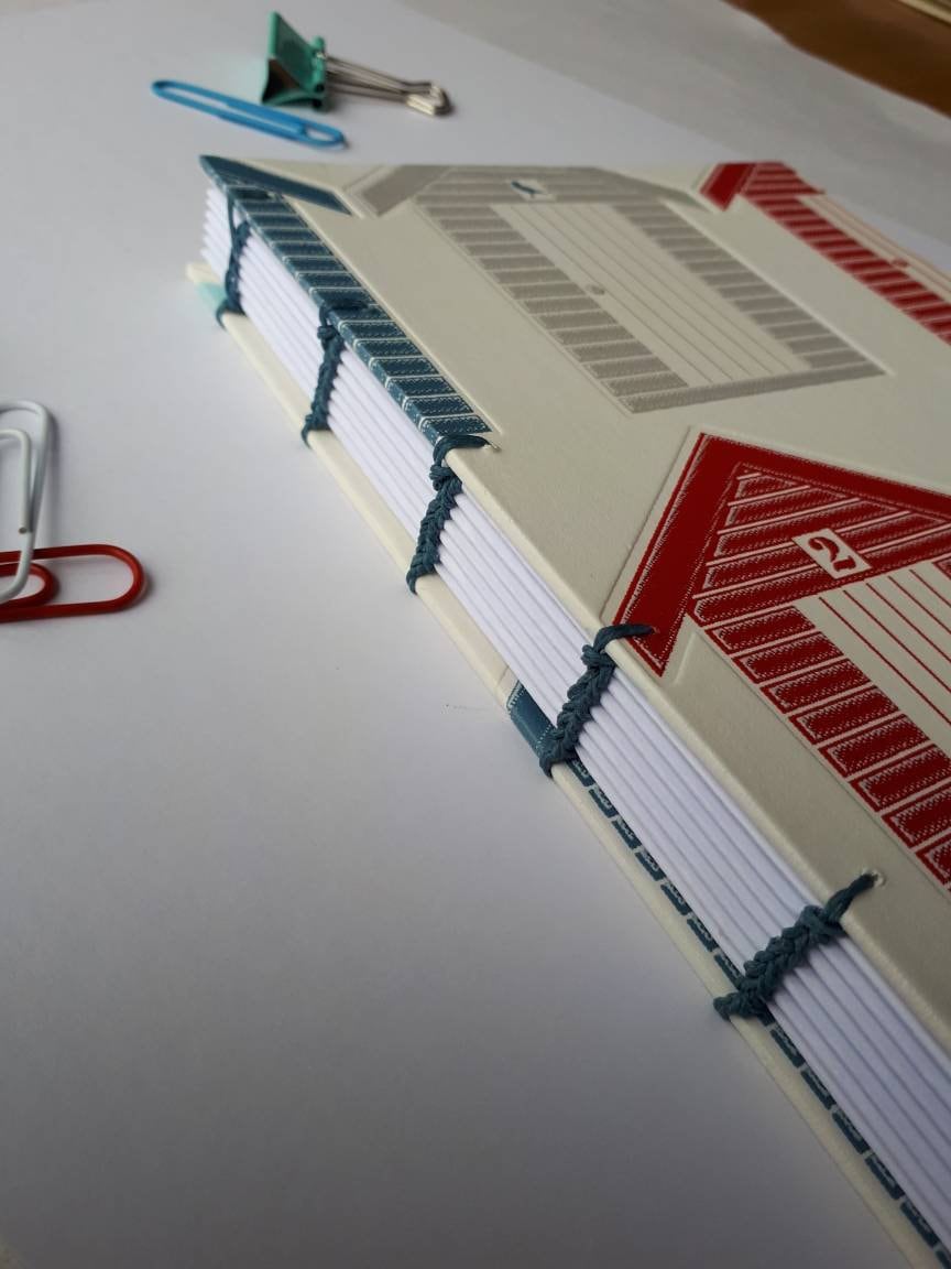 Beach hut traveller A5 Notebook hand stitched journal | Etsy