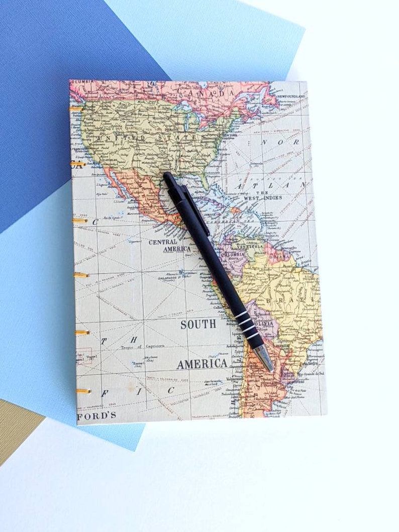Travel Map Notebook A5 World Map Journal Blank or Lined - Etsy
