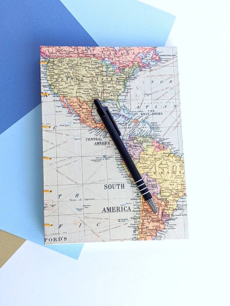 Travel Map Notebook | A5 World Map Journal | Blank or Lined Pages - Etsy UK