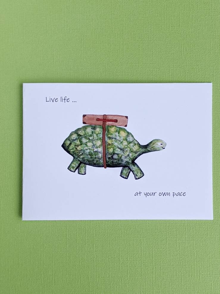 Tortoise Greetings Card Happy Birthday Card Travel Watercolour Card ...