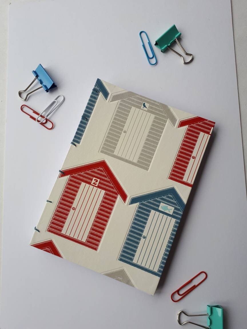 Beach hut traveller A5 Notebook hand stitched journal | Etsy