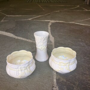 Belleek Pottery / Irish China / Ribbon Bow Pattern / Yellow / 2 Open ...