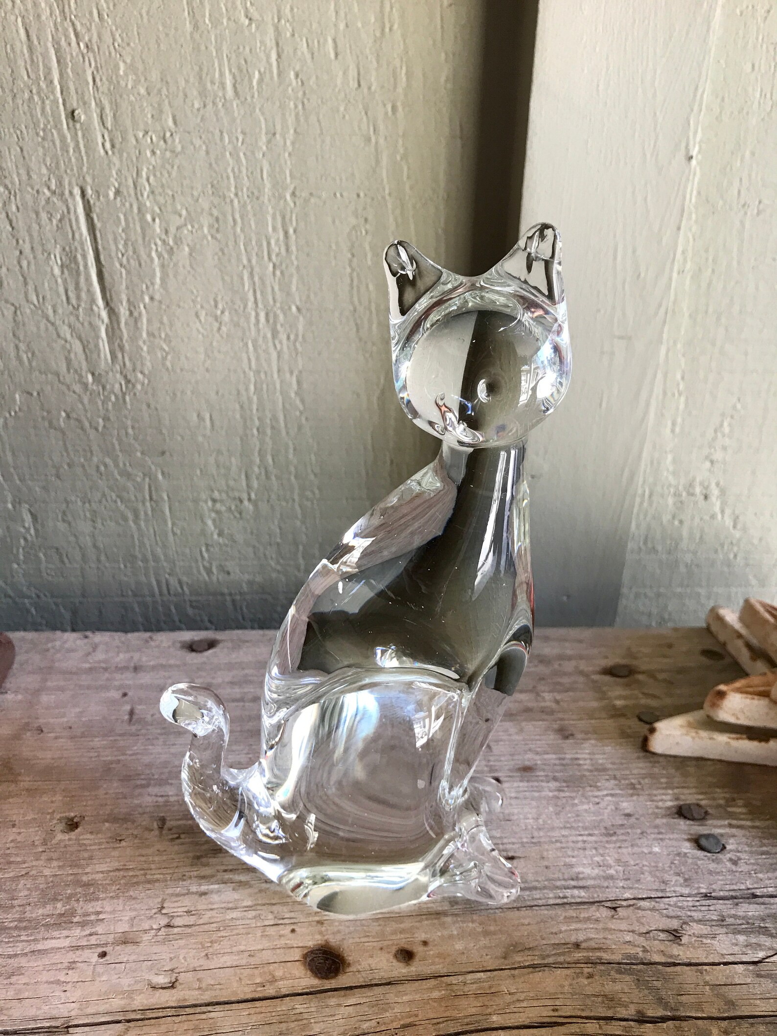 Cat Figurine / Large Cat / Clear Crystal / Lead Crystal / - Etsy