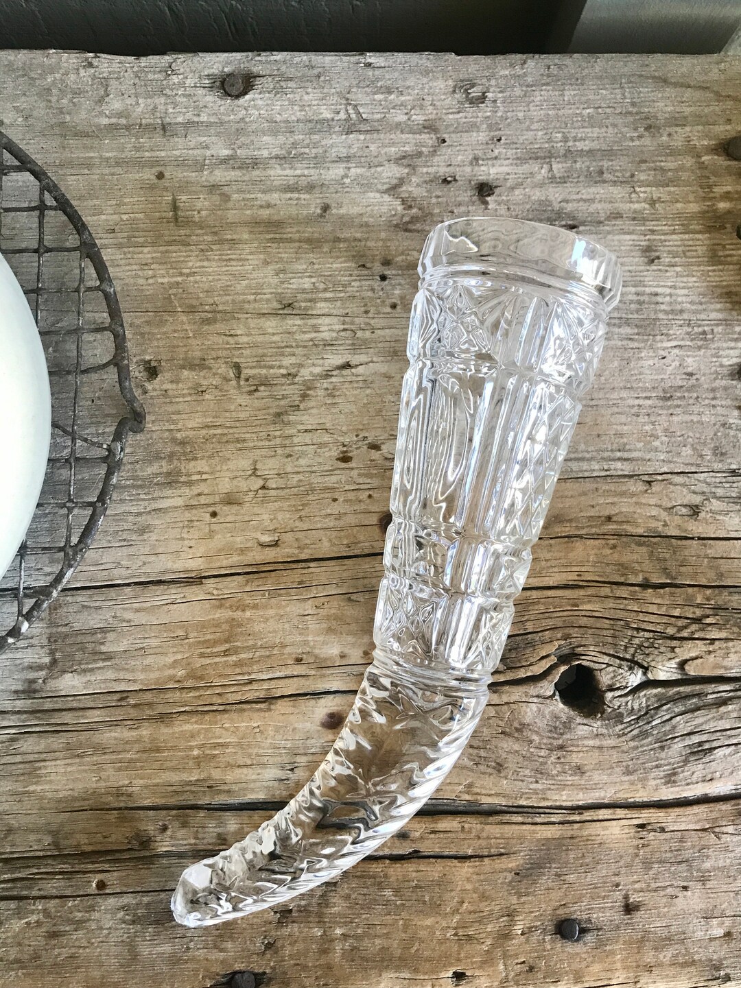 Crystal Stein / Horn Stein / Cornucopia / Art Glass / 15th Wedding ...