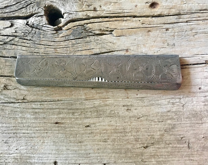 900 Silver Comb / Comb Cover / Comb Sheath / Comb Case / Etched Design ...