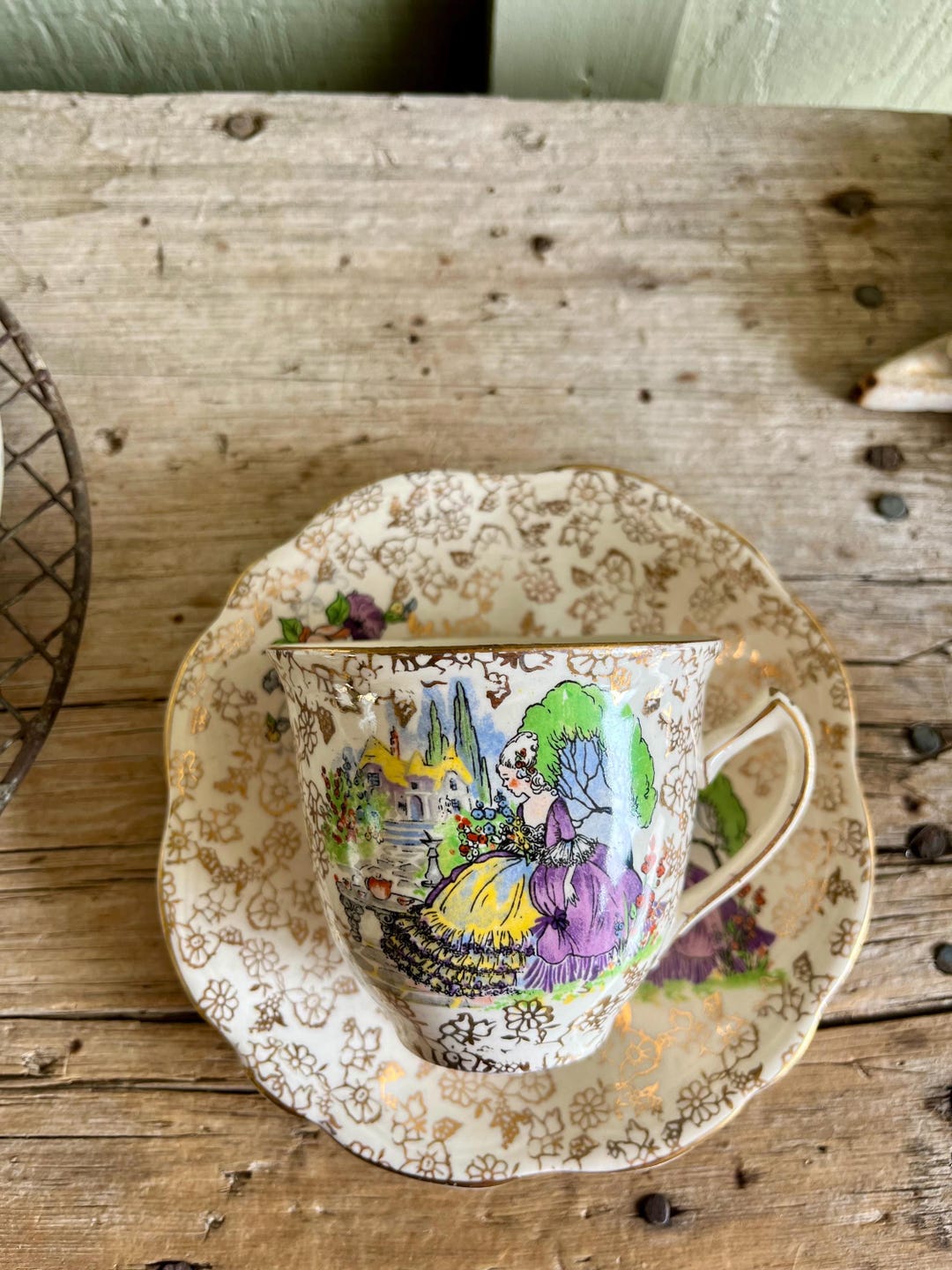 Winterton Longton / Crinolin Lavender Lady / Teacup and Saucer / Chintz ...
