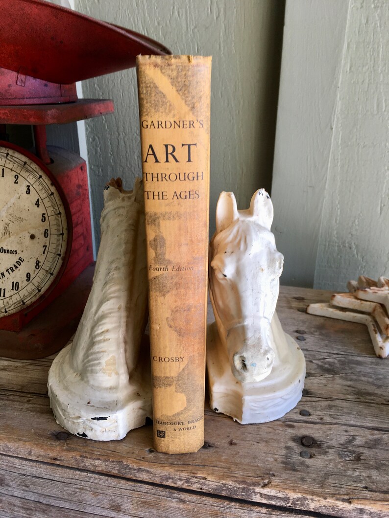 Syroco Wood / Horse Bookends / Horse Head / 3D / Painted Ivory Cream ...