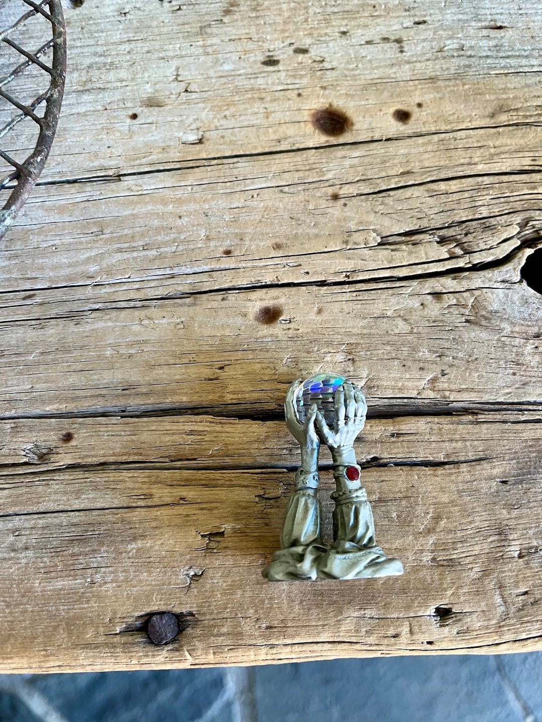 Gallo 1988 / Pewter Figurine / Oracle Wizard Hands / Hold Crystal Ball ...