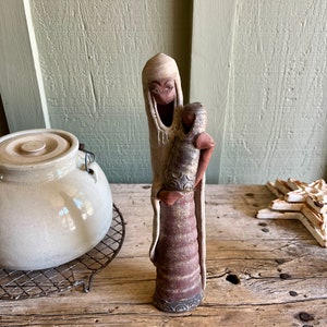David Kalderon / Clay Sculpture / Standing Woman / Holding Baby / Rust ...