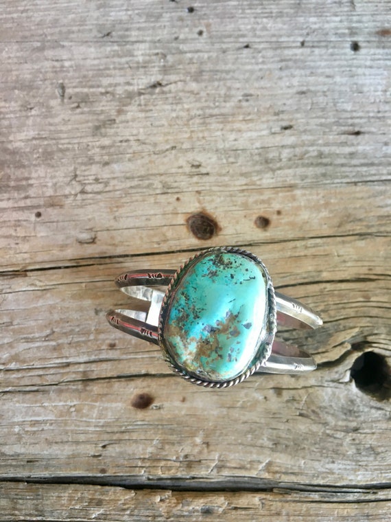 Native American / Sterling Silver Cuff / Pinto Valley… - Gem