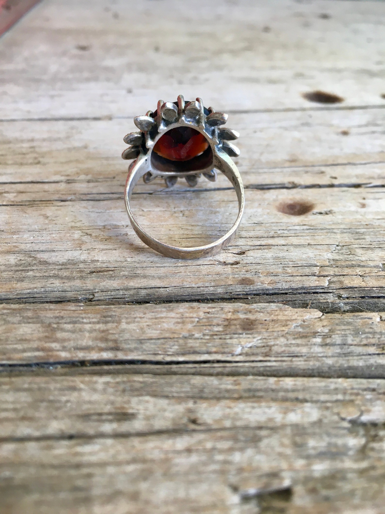 Sterling Silver Ring / Faux Garnet / Large Stone/ Big / Oval / | Etsy