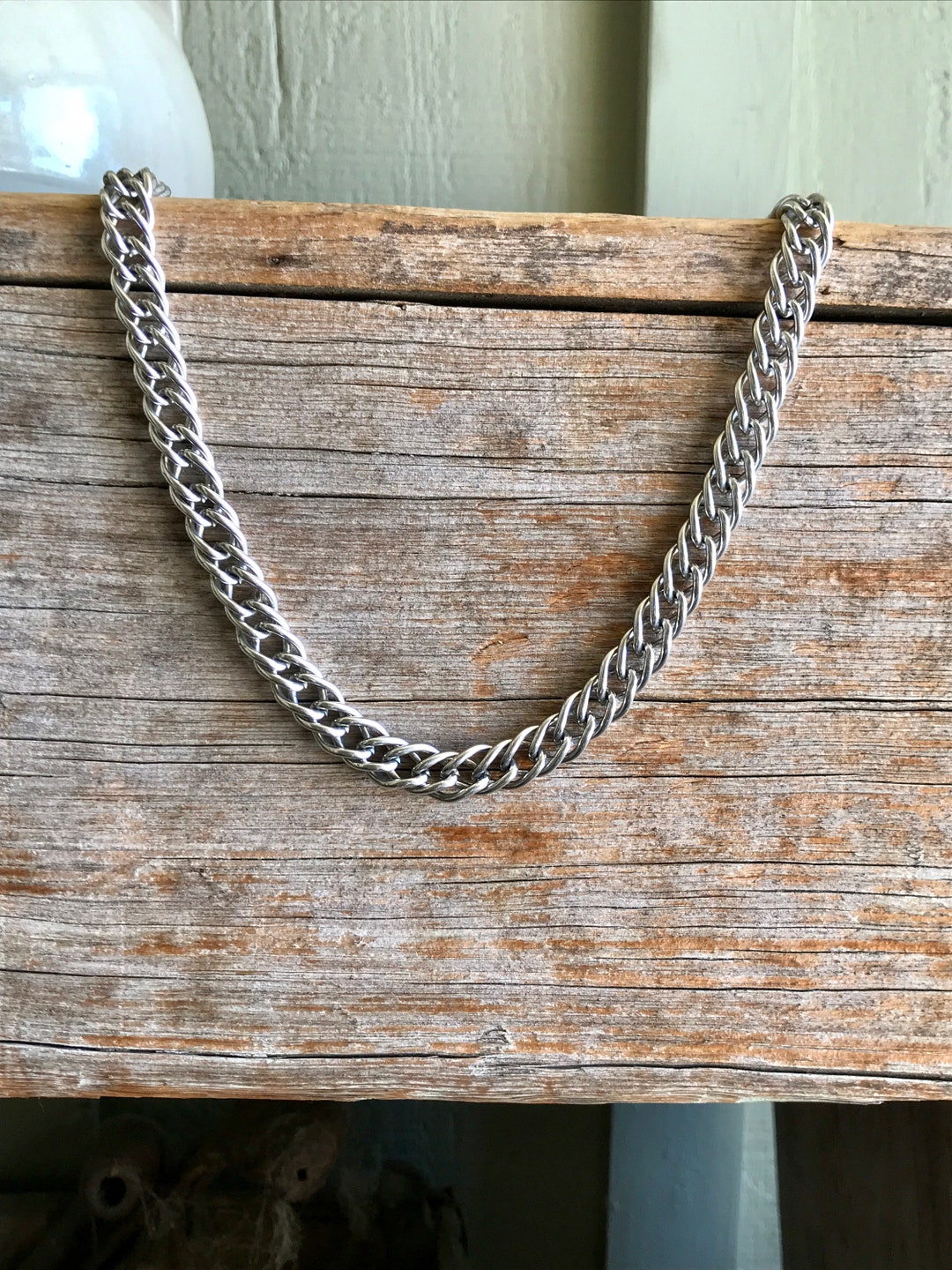 Napier / Silver Tone / Extra Long / Chain Necklace / Curb Link / Double ...