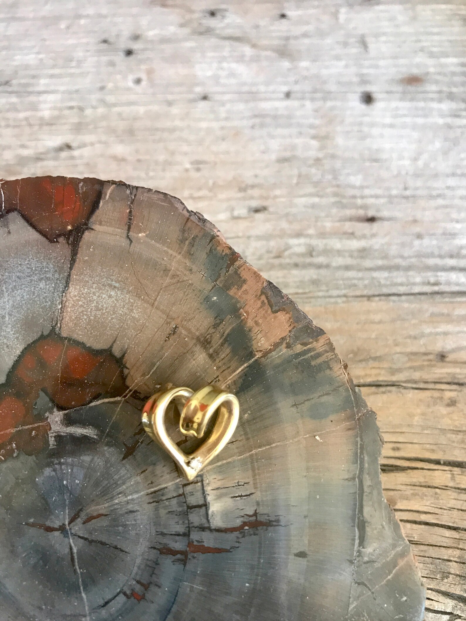 10K Gold / Yellow Gold / Floating Heart / Heart Pendant / Hollow ...