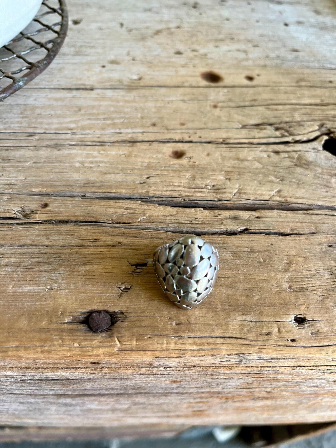 Silver Tone / Bubble Ring / Silver Filigree / Domed Open Work / Tapered ...
