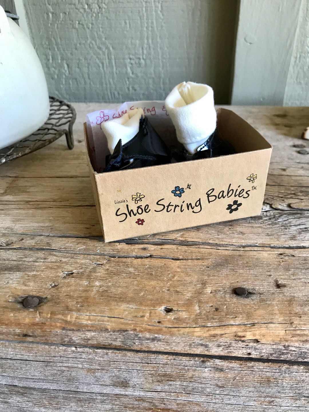 Lizzie’s Shoe String Babies / Baby Doll Shoes / Black Patent / With Bow ...