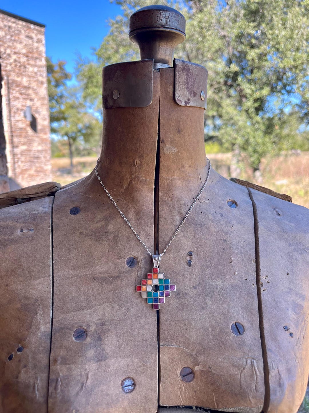 Sterling Silver / Chakana Inca / Multi Gemstone / Cross Pendant ...