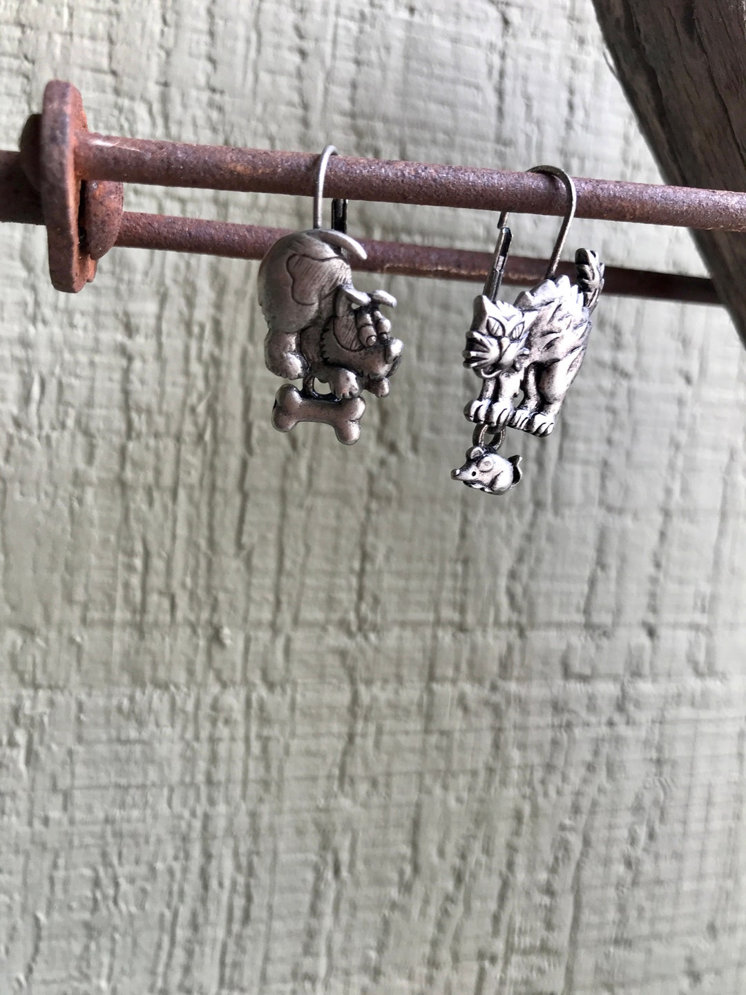 J. Jonette / Dangle Earrings / Silver Tone / Dog Earring / Dangling ...