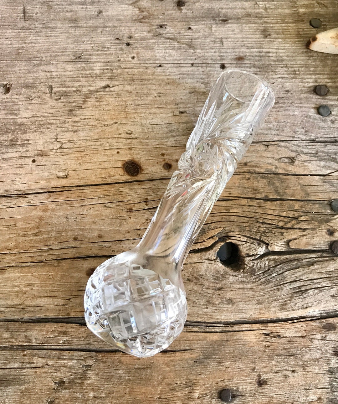 Crystal Vase / Tall Bud Vase / 8 Pointed Star / Etched Star / Cut ...