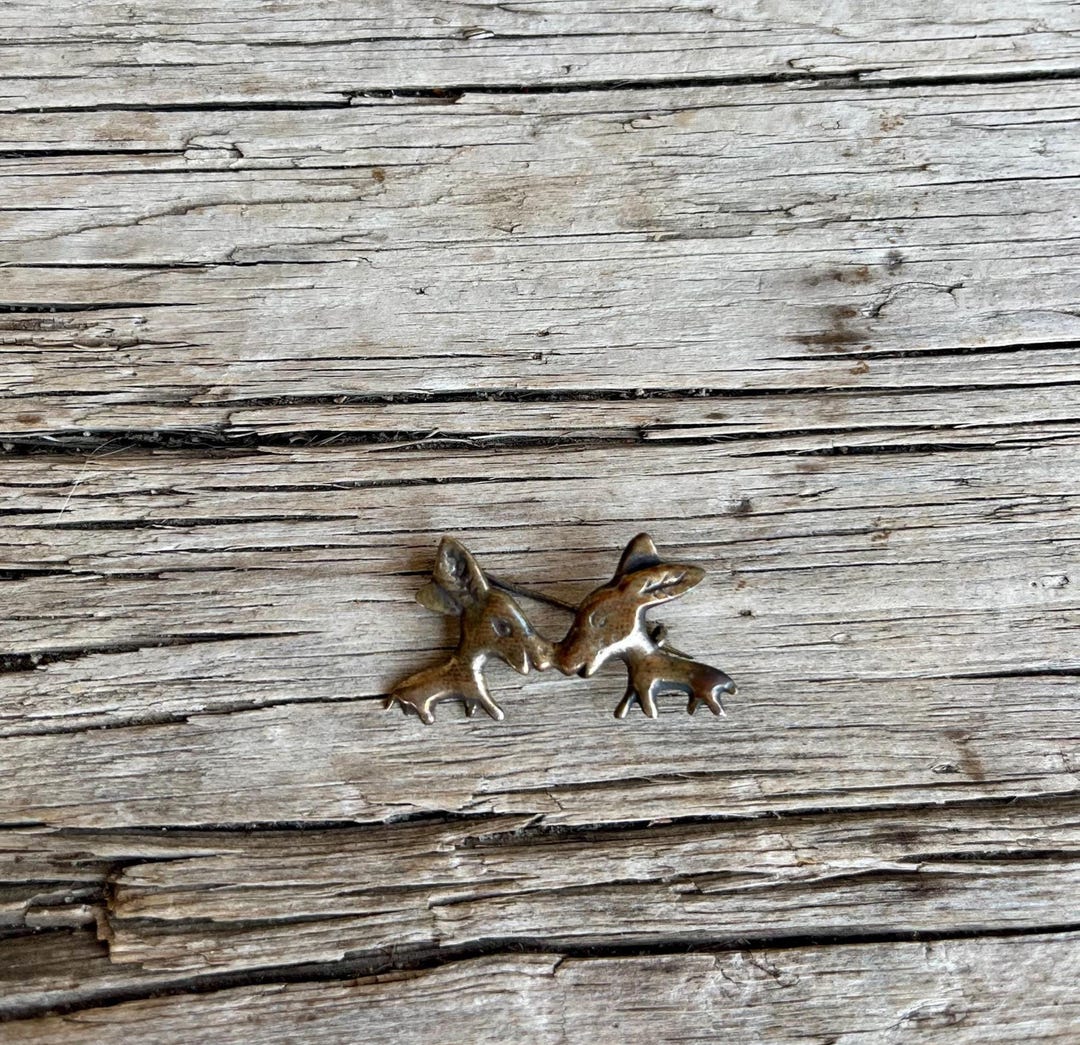 Sterling Silver / Donkey Brooch Pin / Double Donkey / Donkeys Kissing ...