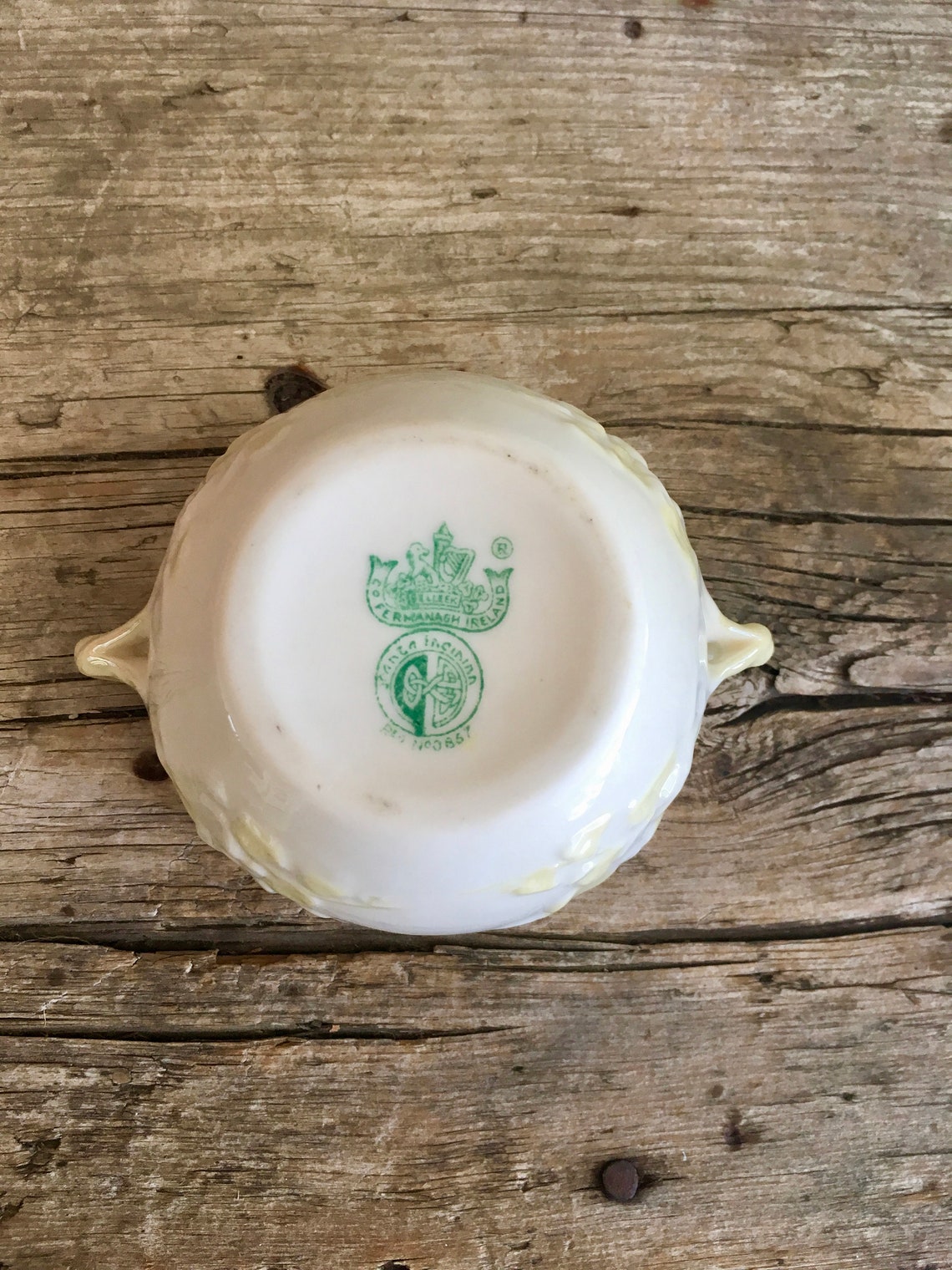 Belleek Pottery / Irish China / Ivy / Yellow / Mini Open Sugar Bowl ...