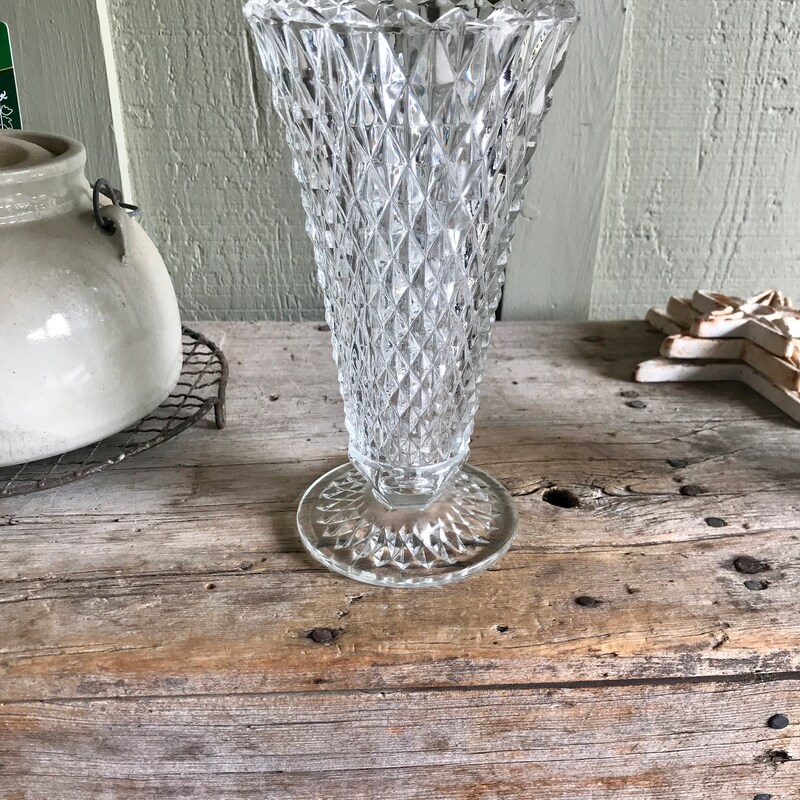Footed Glass Vase - Etsy