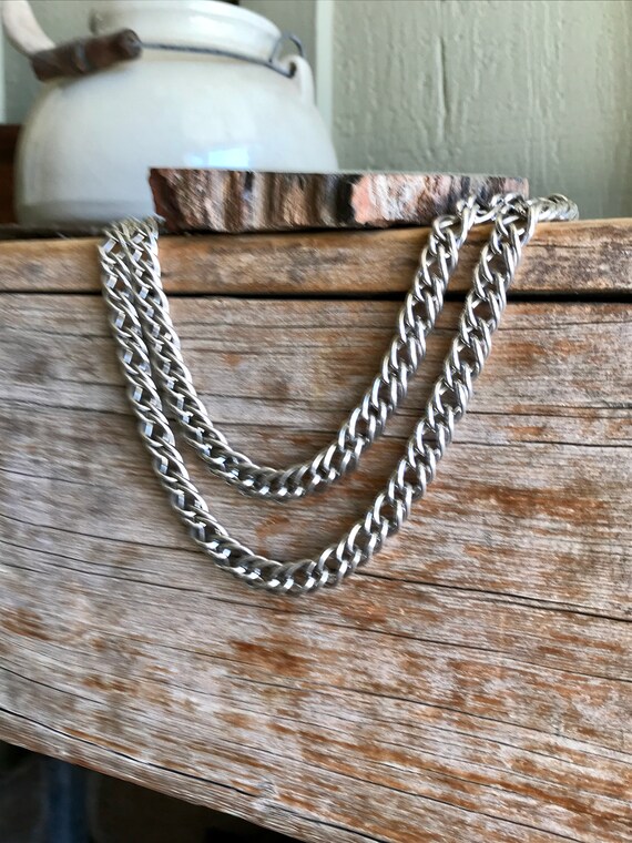 Napier Silver Link Long Chain Lot Vintage Napier Sterling Silver