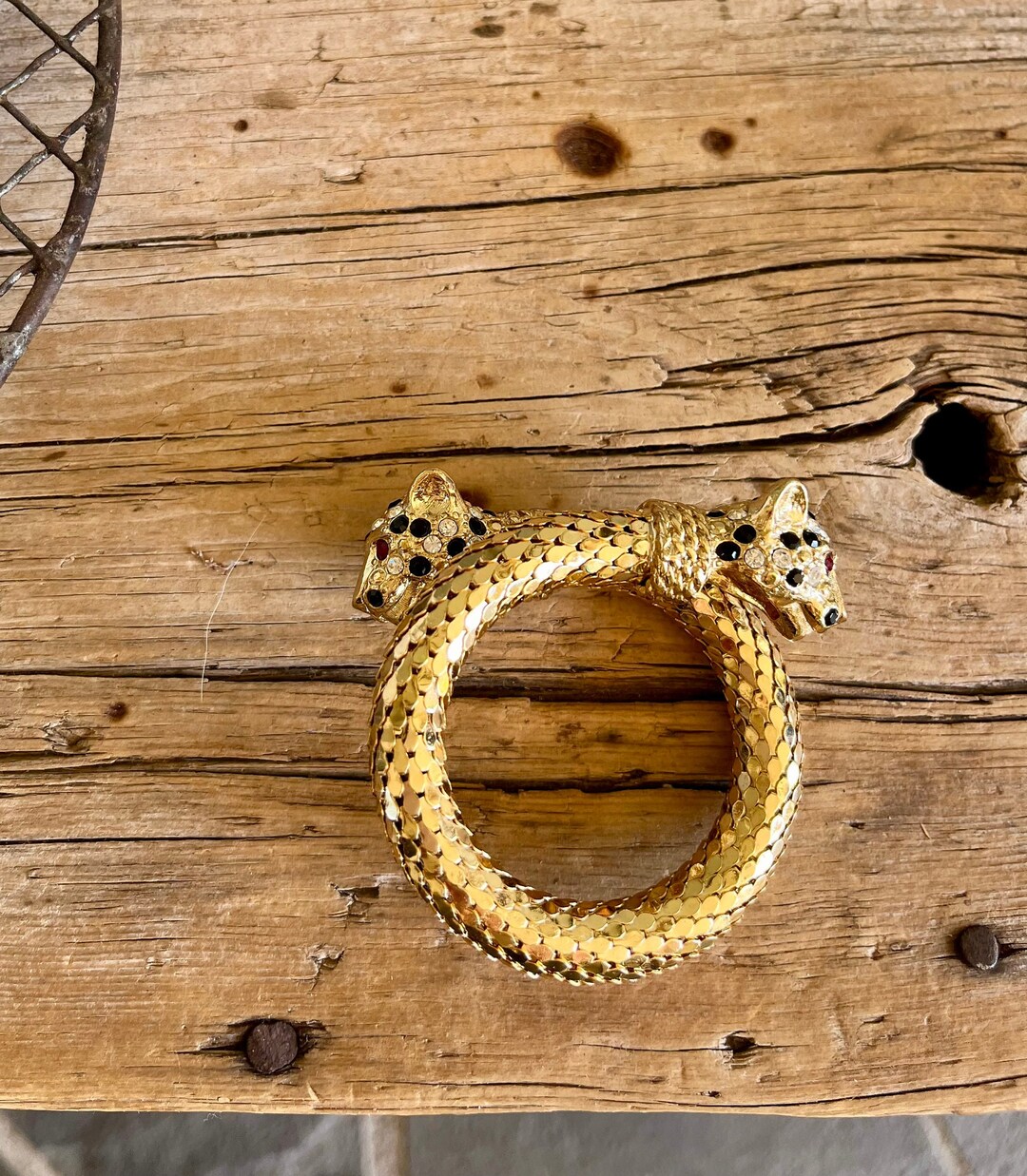 Gold Tone / Jaguar / Leopard / Cheetah / Large Cat / Rhinestone Eyes ...