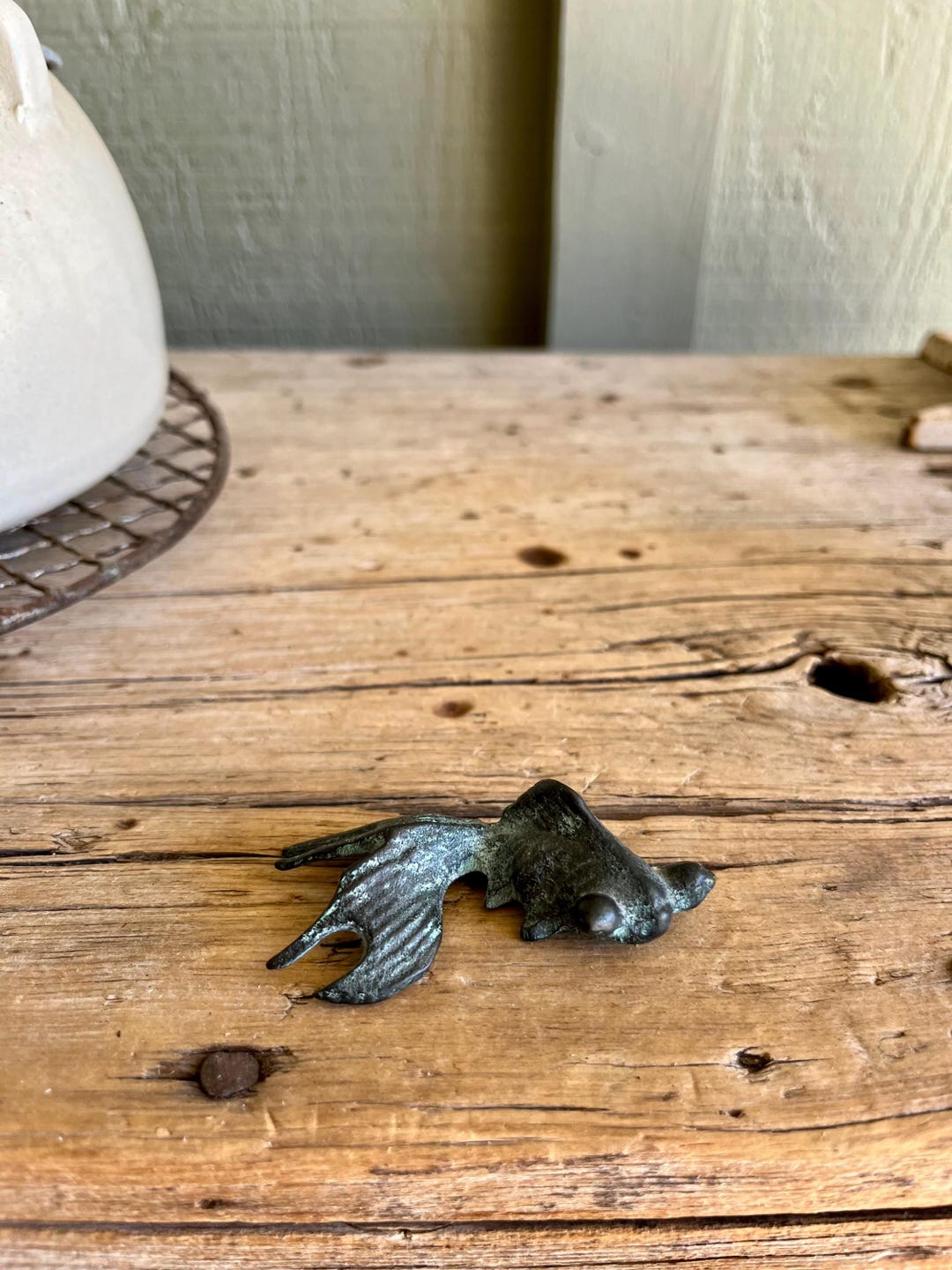 Bronze Figurine / Patina Blue / Koi Fish / Carp Fish / Long Tailed ...