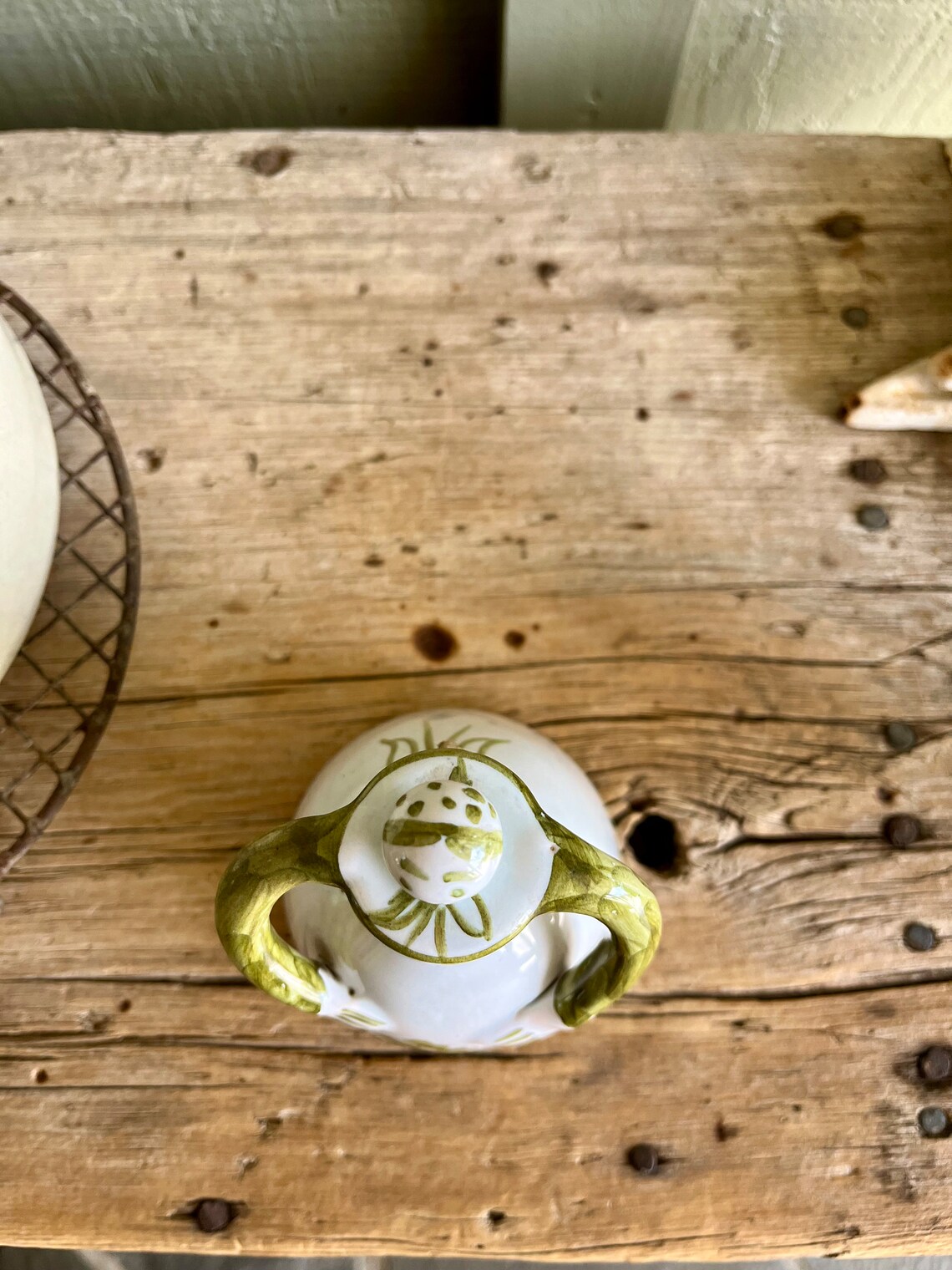Ceramic Bell / Spanish Señorita / Green and White / Hand Painted / Art ...
