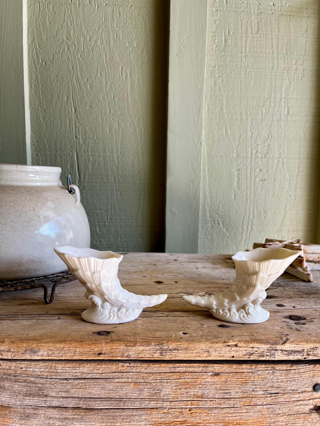 Lenox China / Cornucopia Vases / Shell Vases / Ivory Color / - Etsy