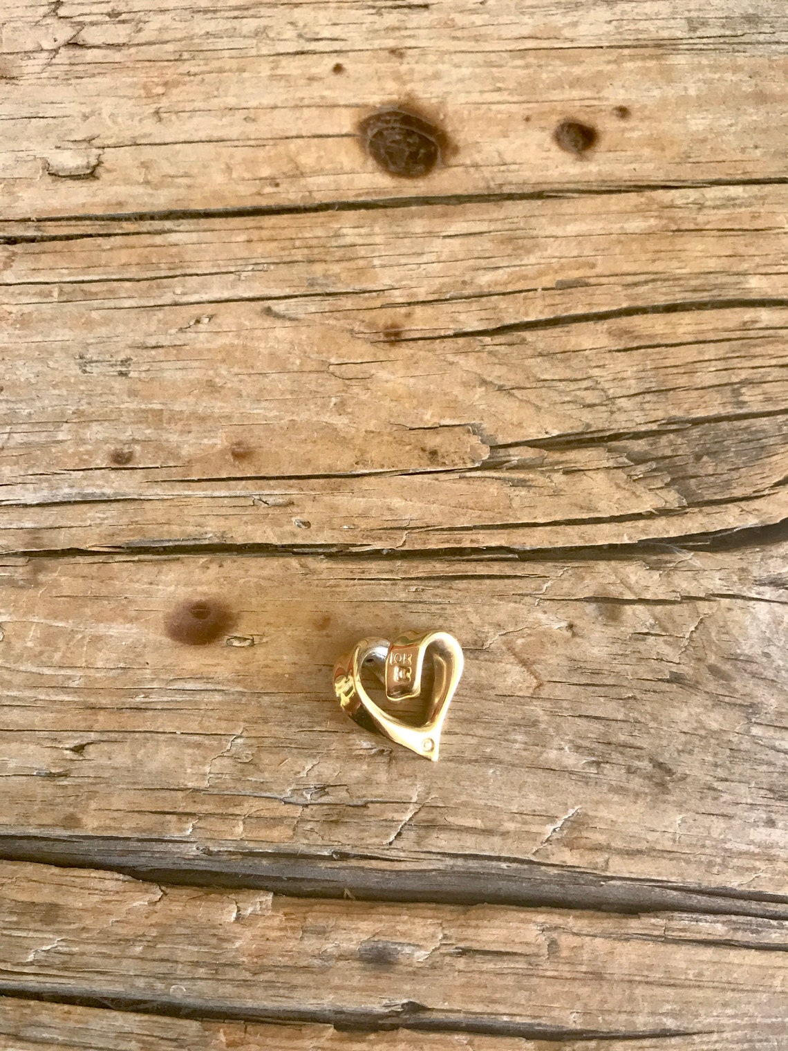 10K Gold / Yellow Gold / Floating Heart / Heart Pendant / Hollow ...