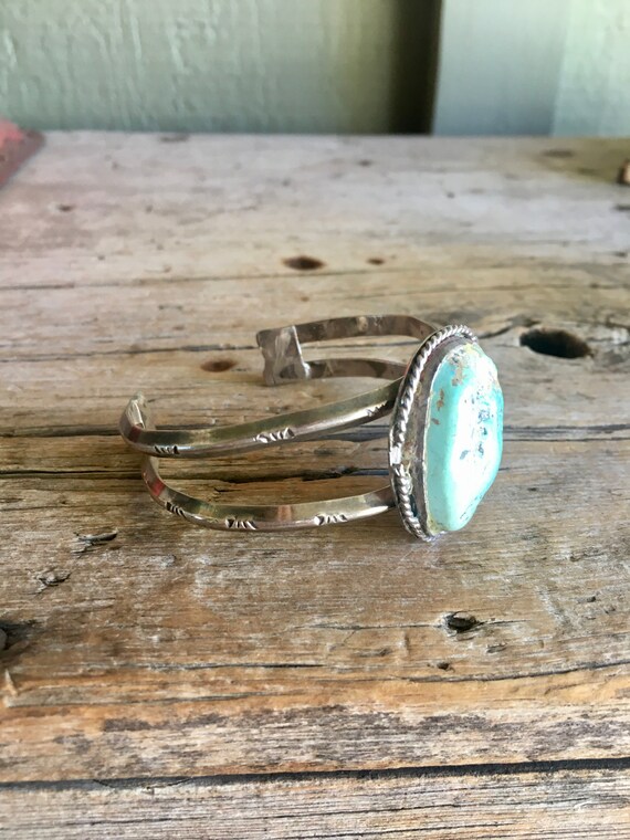 Native American / Sterling Silver Cuff / Pinto Valley… - Gem