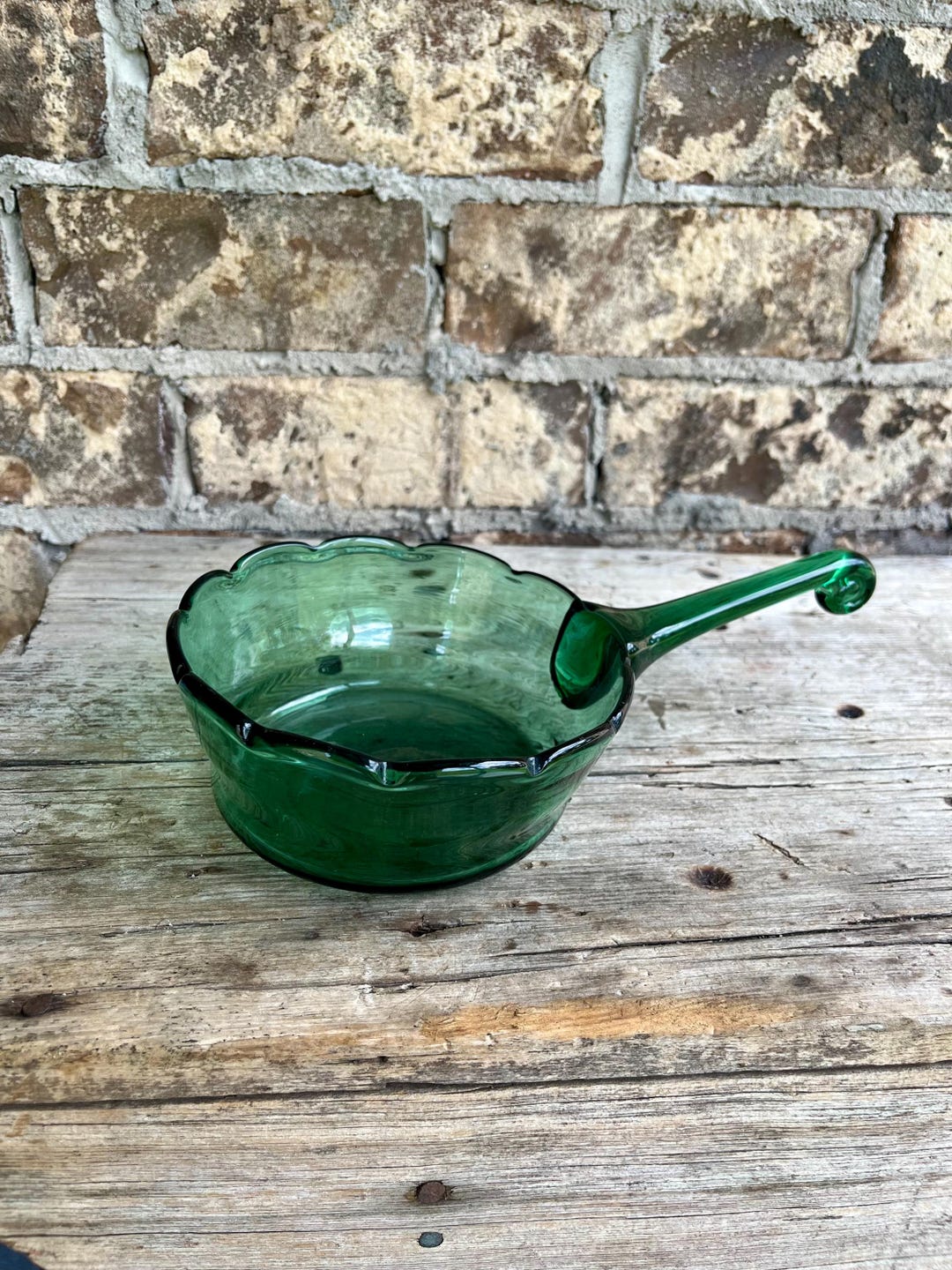 Blanko Glass / Green Glass / Spring Green / Glass Pan / Handle / 2 Cups ...