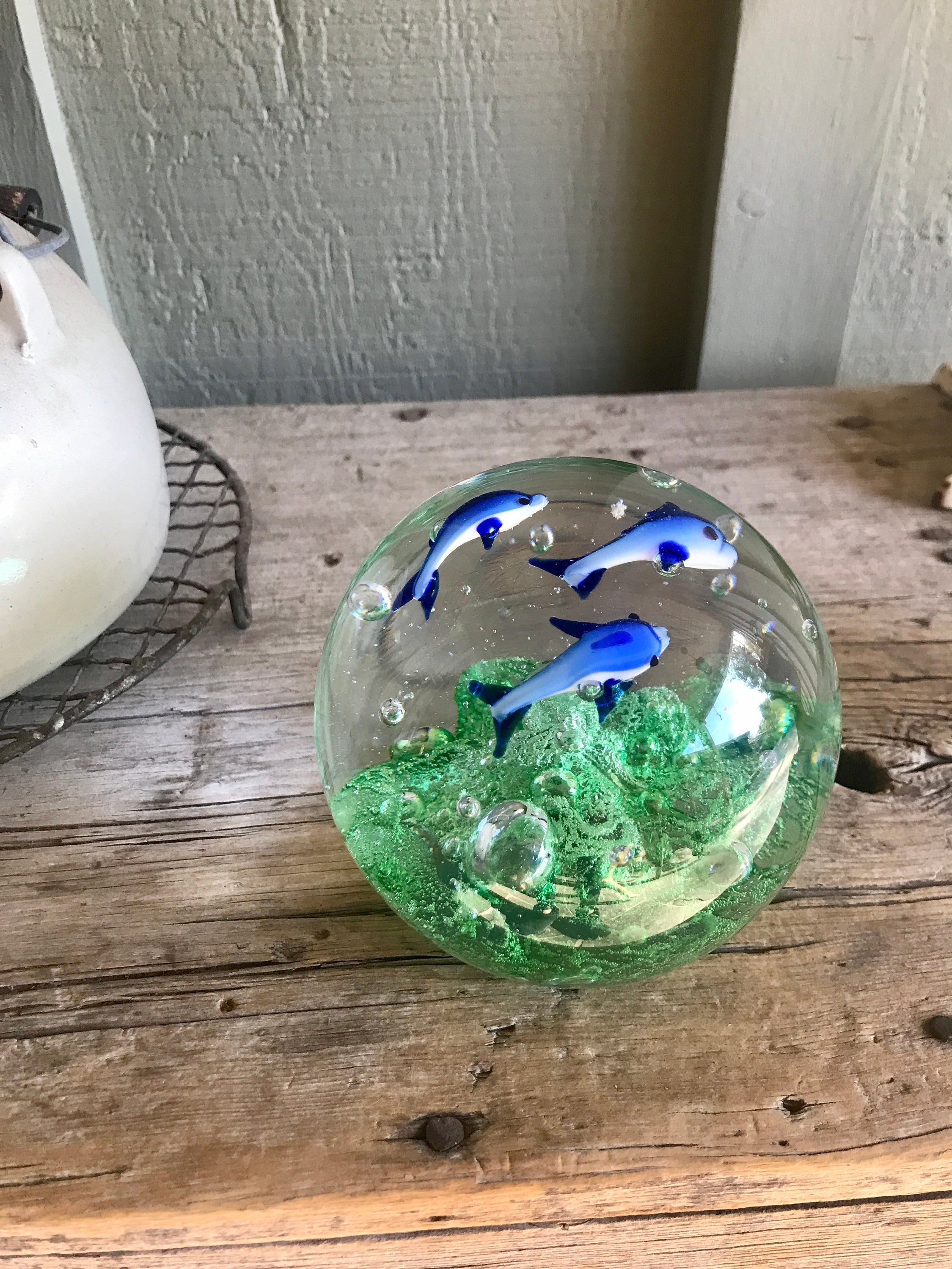 Ocean Paperweight / Glass Globe / Hand Blown Glass / Art Glass / 3 Blue ...