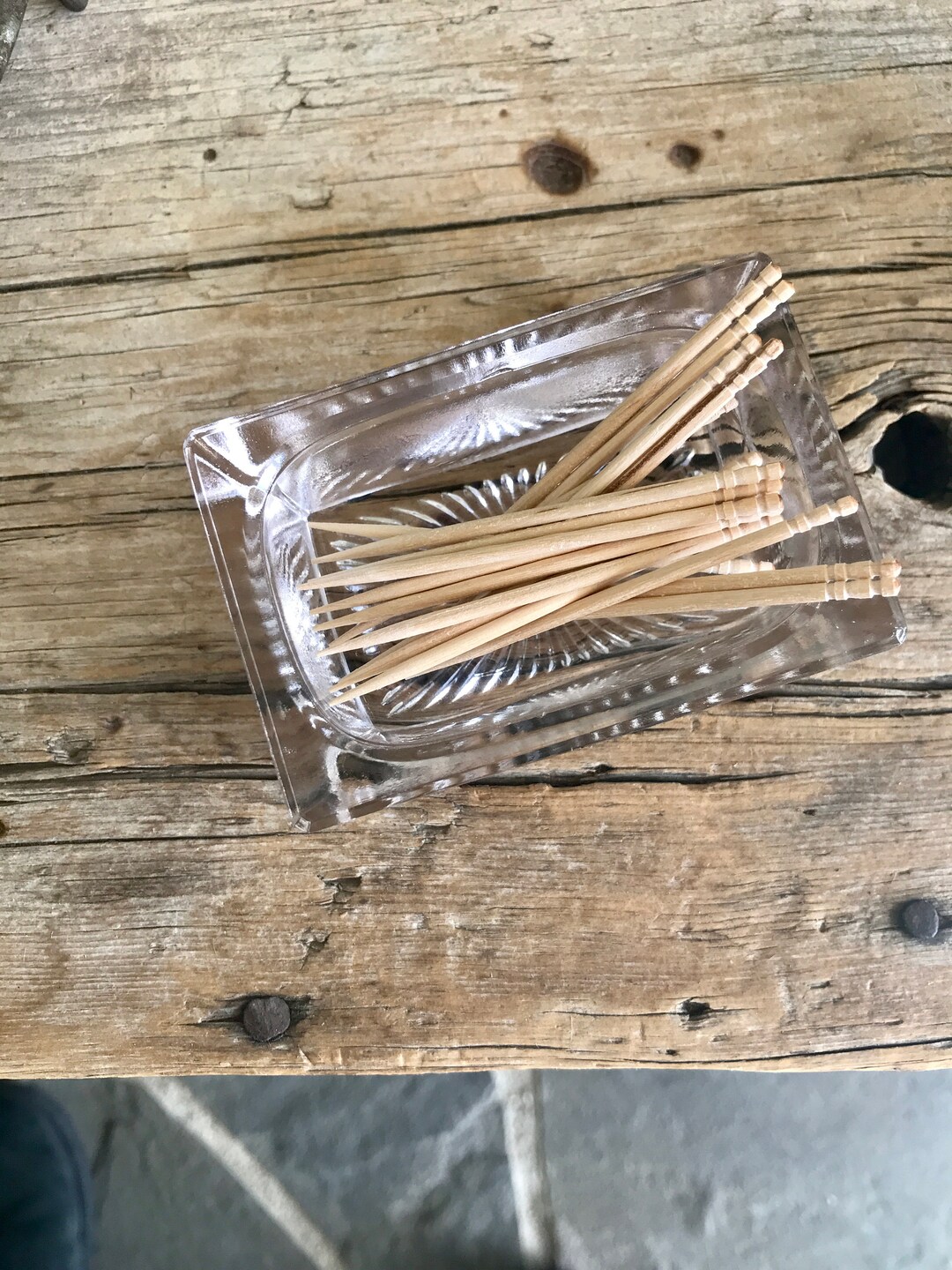 Rectangle Dish / Clear Glass / Toothpick Holder / Charcuterie Board ...