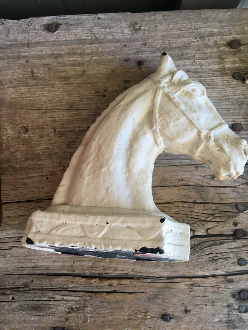 Syroco Wood / Horse Bookends / Horse Head / 3D / Painted Ivory Cream ...
