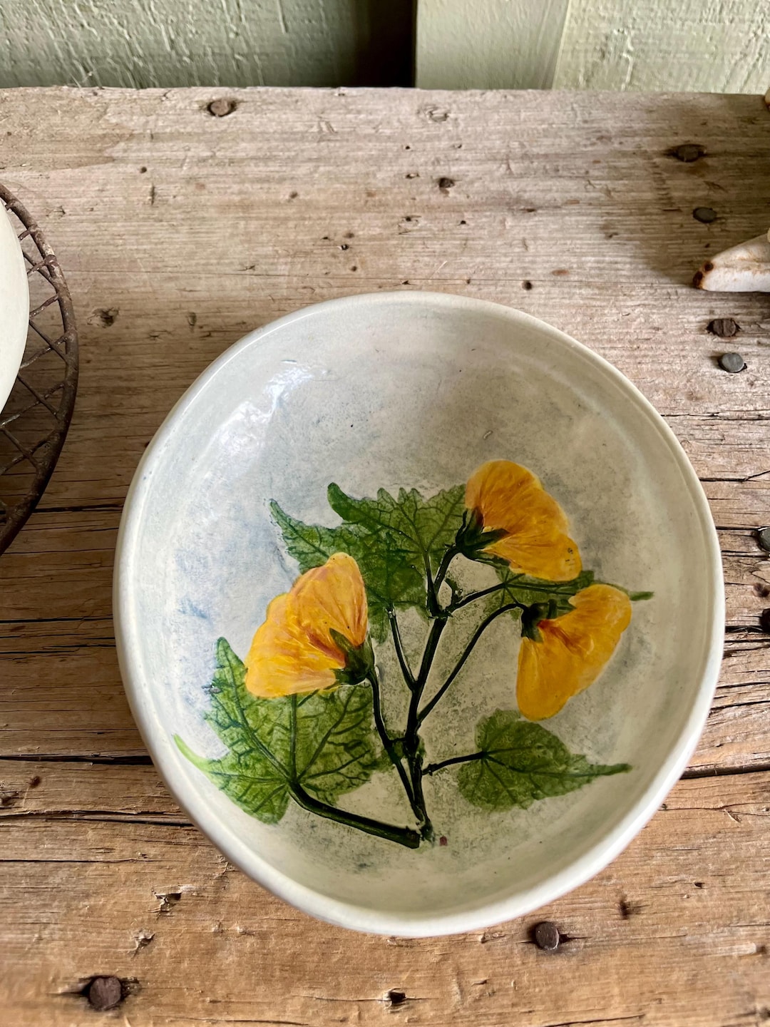 Salt Marsh Pottery / Flowering Maple / Yellow Poppy / Oval Dish ...