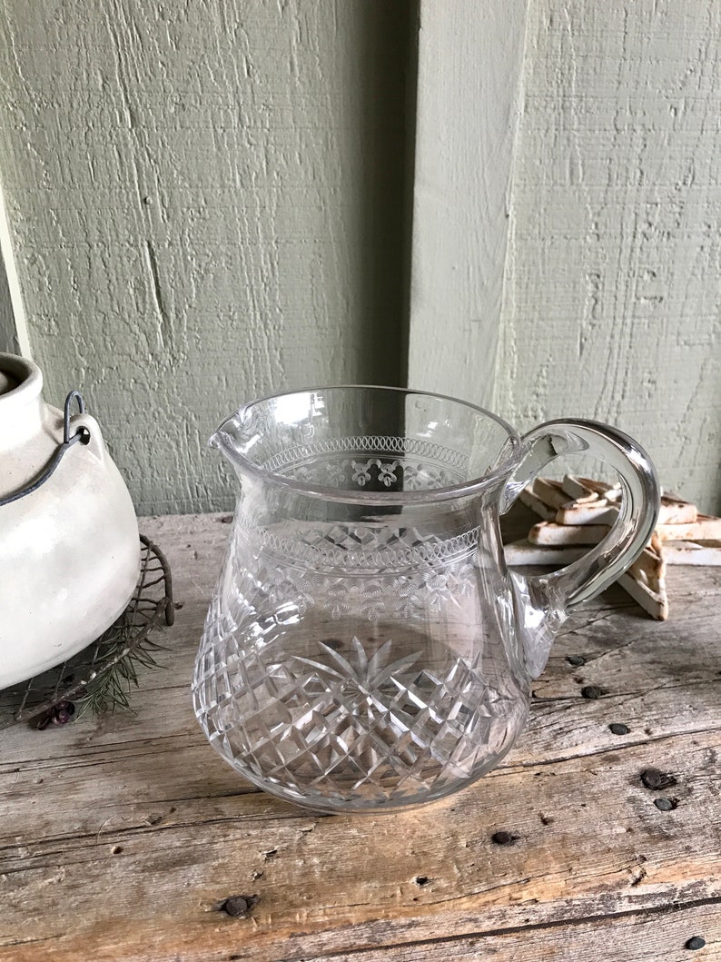Glass Pitcher / Cut Glass / Clear Glass / 5 Cup / 40 Fluid - Etsy
