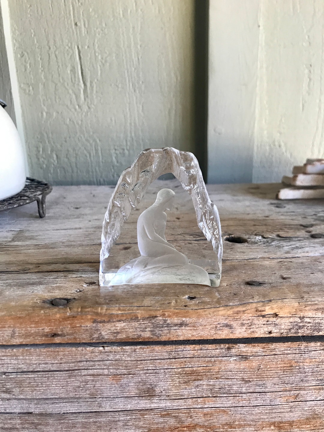 Nybro Crystal / Etched Mermaid / Frosted / Paperweight / Collector's ...