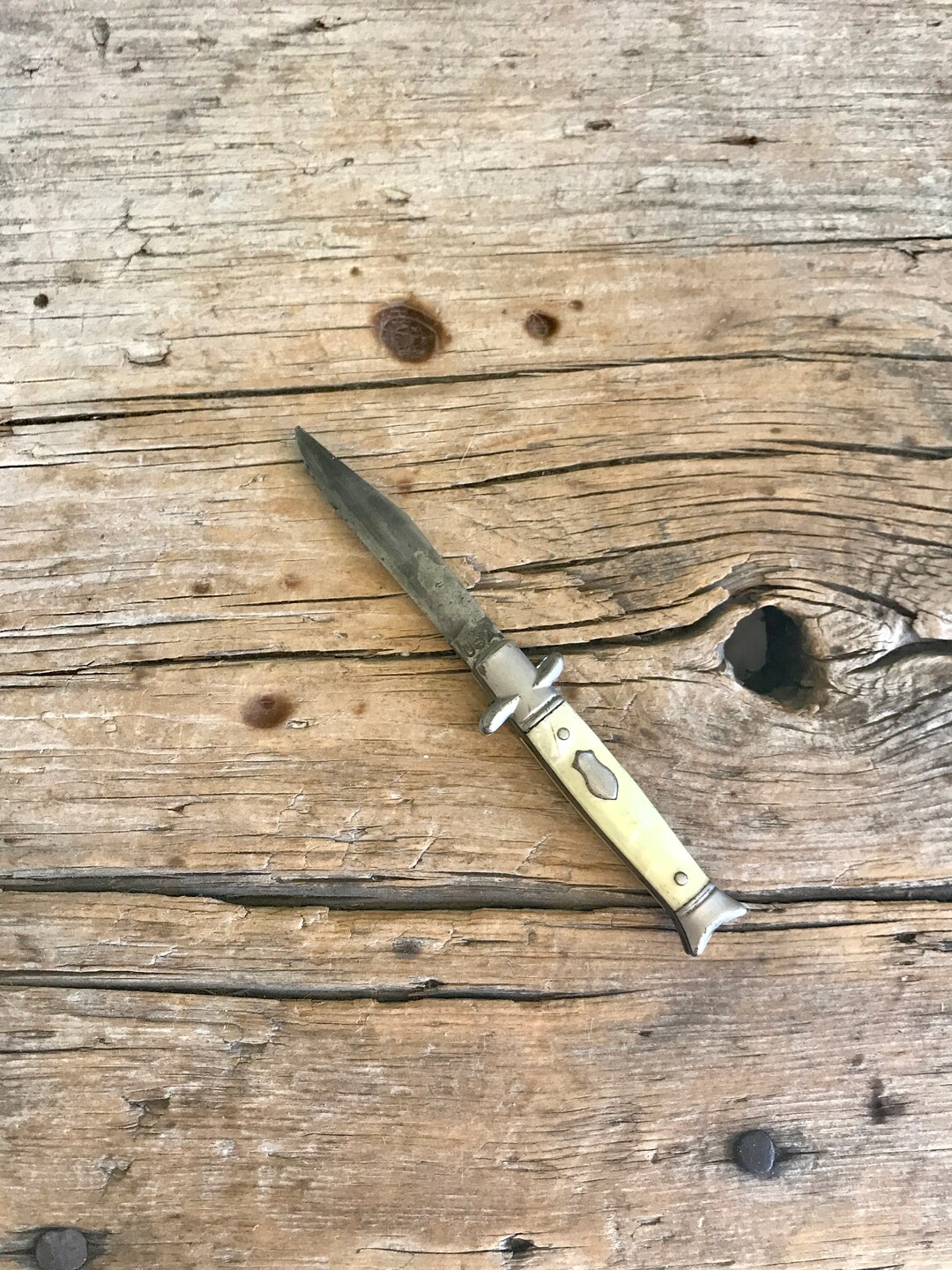 USA Knife / Small Knife / Pale Yellow / Celluloid Handle / Buck Knife ...