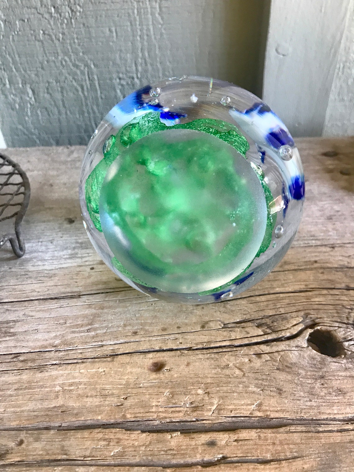 Ocean Paperweight / Glass Globe / Hand Blown Glass / Art Glass / 3 Blue ...