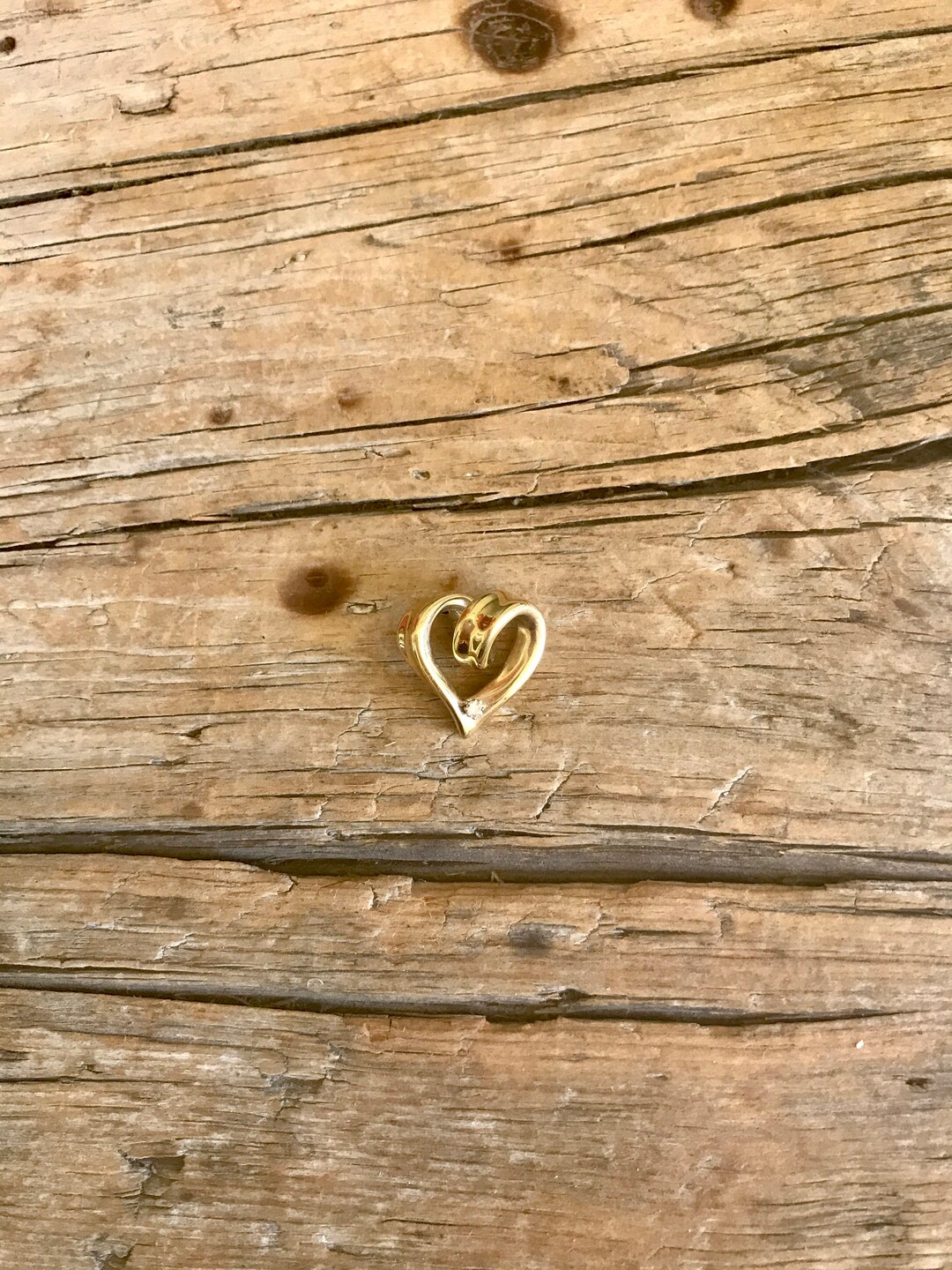 10K Gold / Yellow Gold / Floating Heart / Heart Pendant / Hollow ...