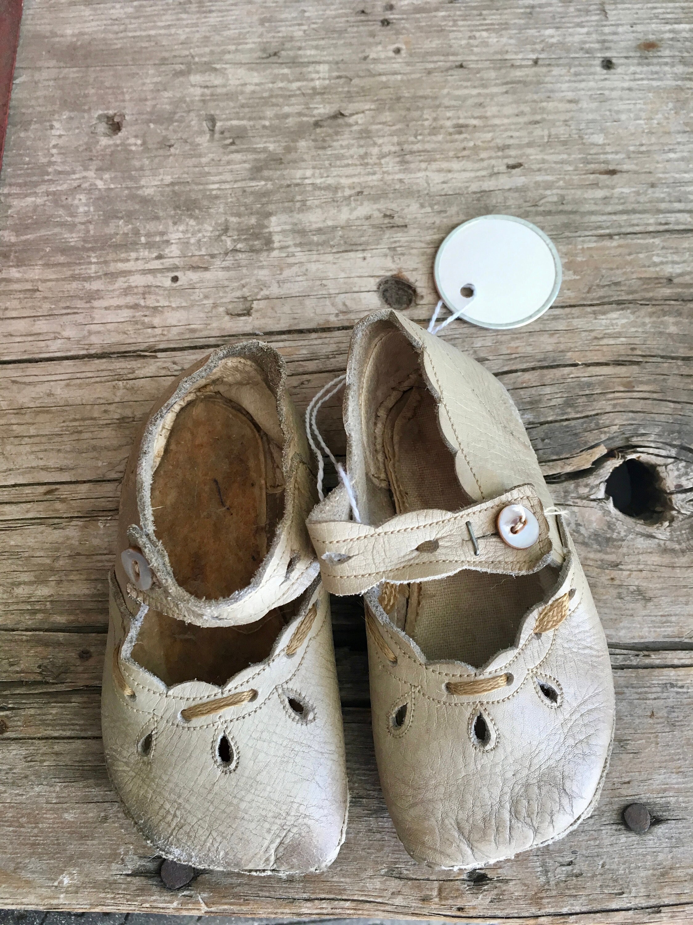 Leather Baby Booties / Shoes / Mary Jane / Tan / Beige / | Etsy