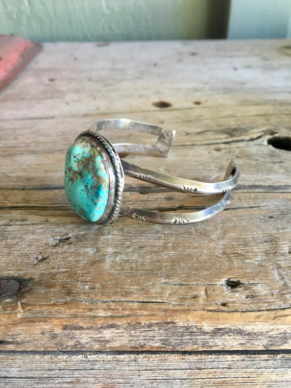 Native American / Sterling Silver Cuff / Pinto Valley… - Gem