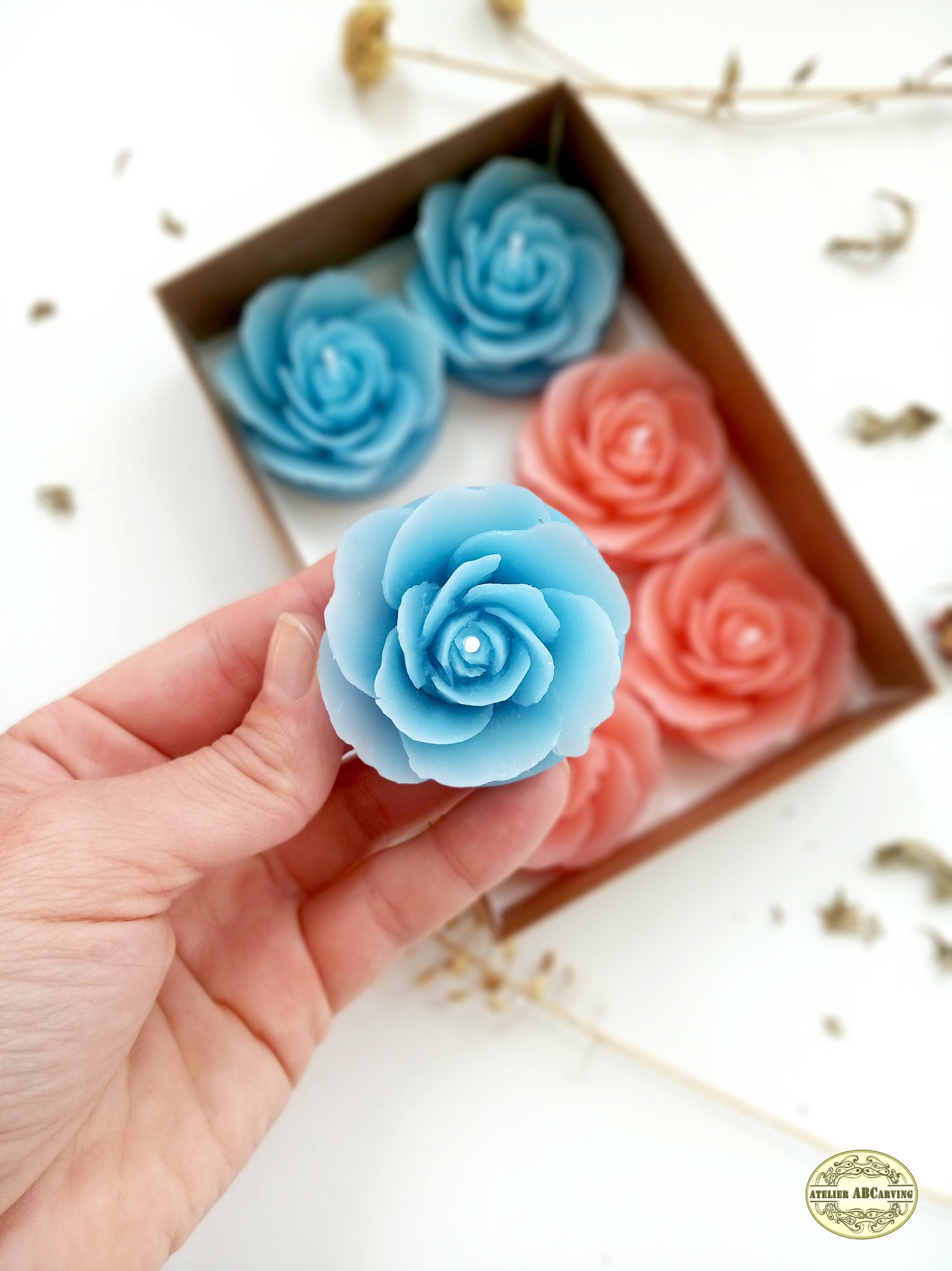 Rose shaped tea lights rose flower tea lights set hand | Etsy