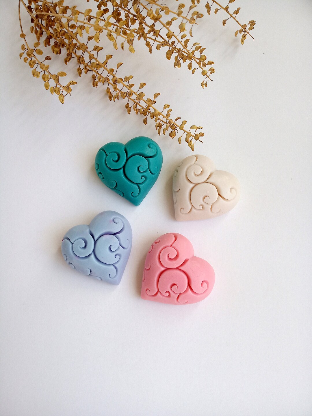 Hand Carved Heart Soaps: Wedding Guest Favors, Floral Design - Etsy