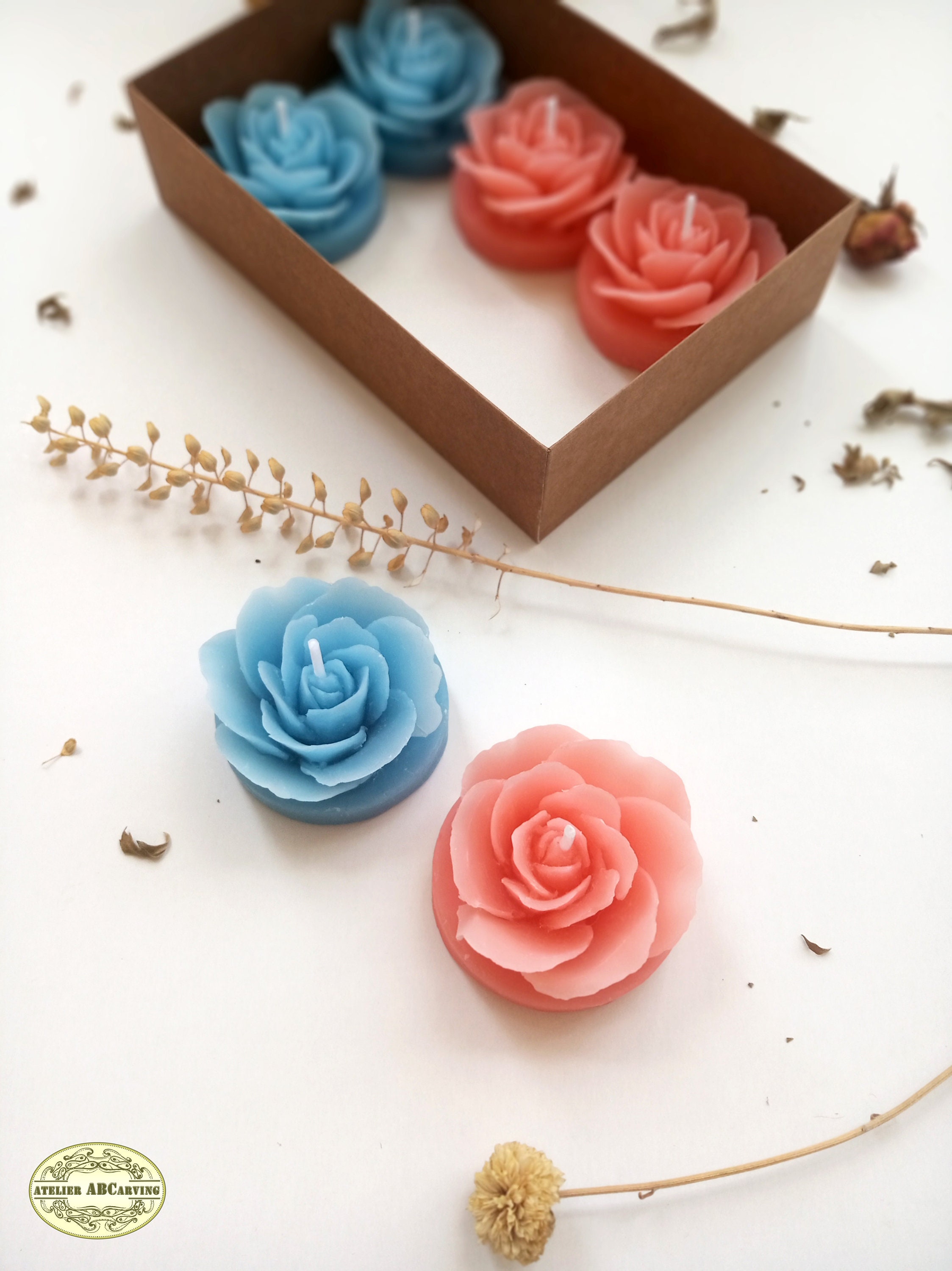 Rose shaped tea lights rose flower tea lights set hand | Etsy