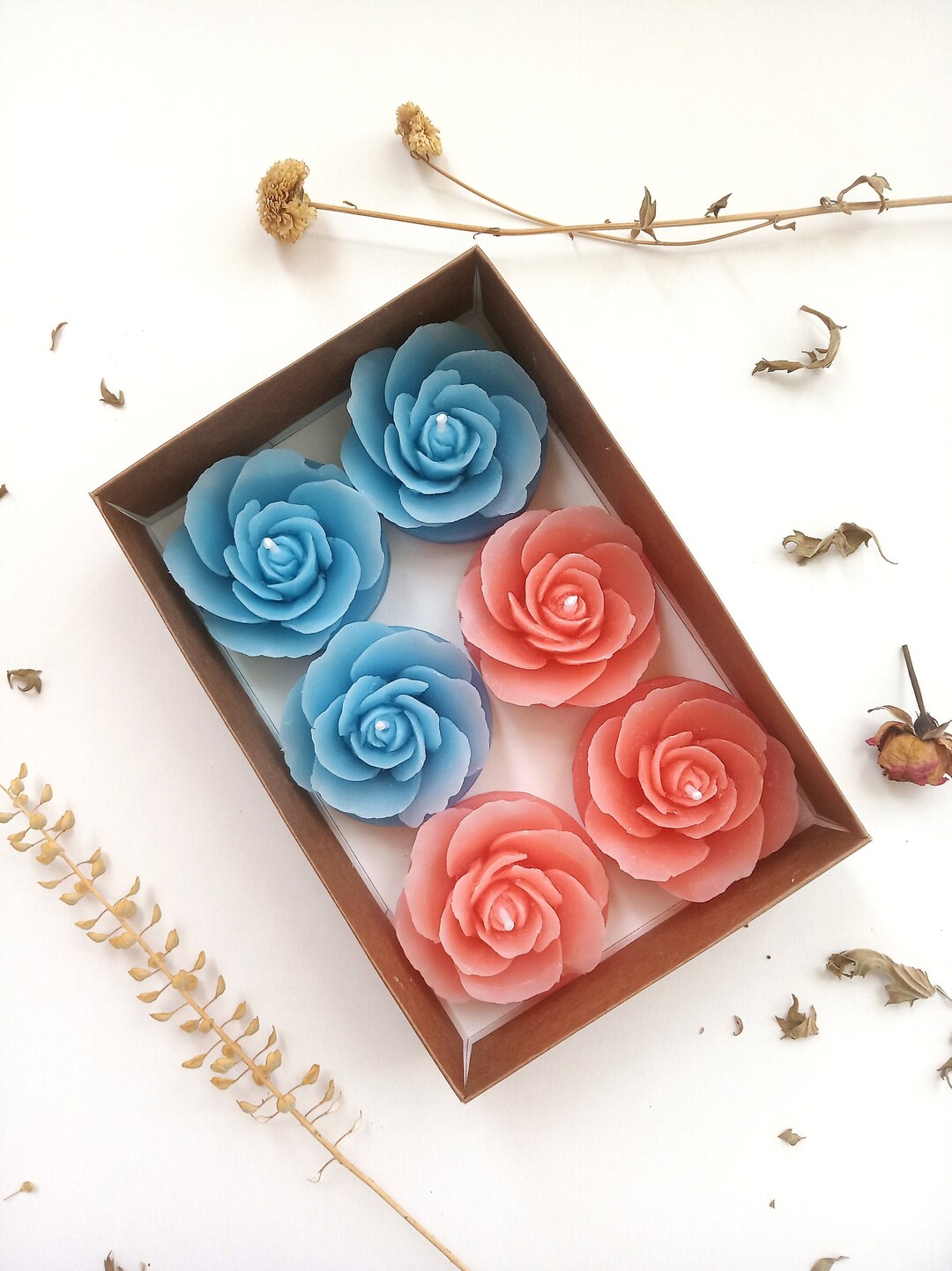 Rose Shaped Tea Lights, Rose Flower Tea Lights, Set Hand Carving ...